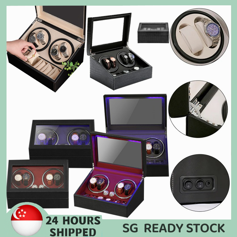 【SG READY STOCK】4+6 Automatic Watch Winder Box with Led Light Electric ...