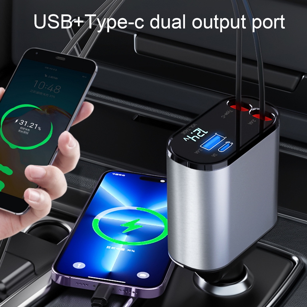 Car Charger Adapter 4 in 1 Fast Charging Car Phone Charger with ...
