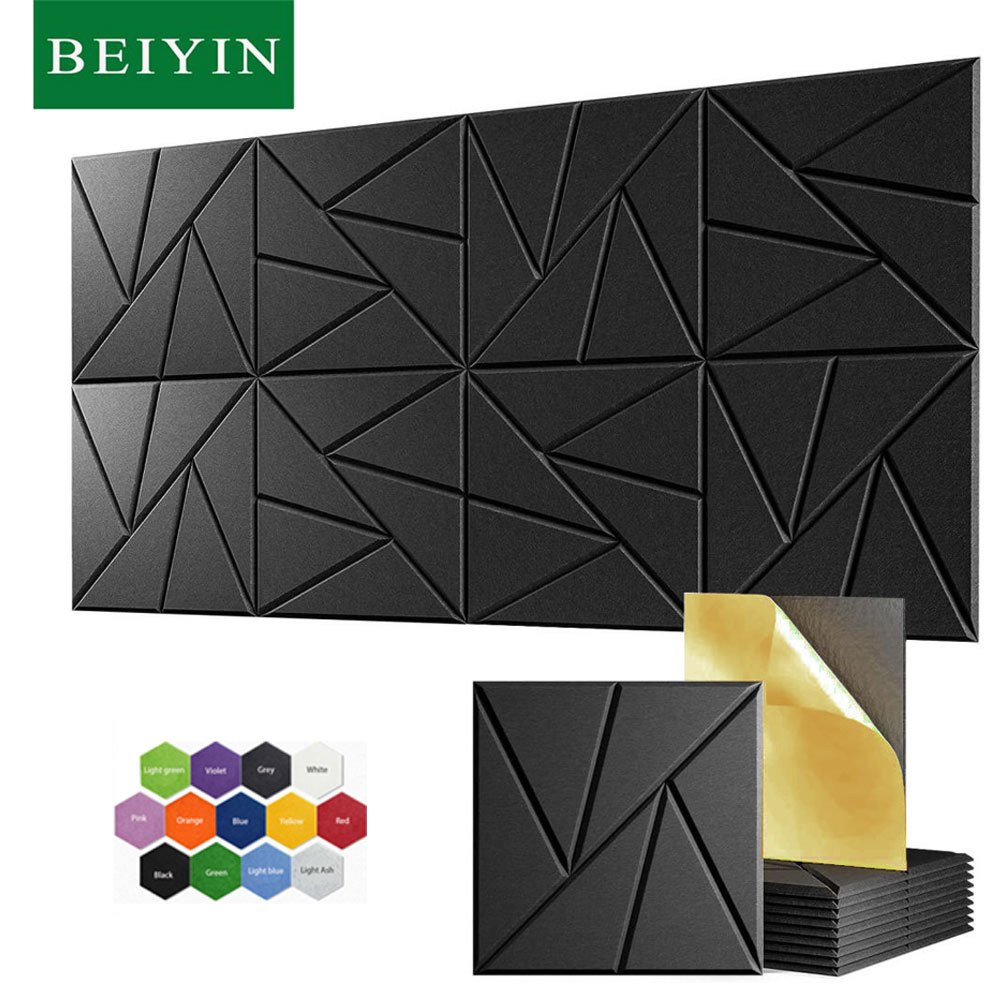BEIYIN 12 Pack Acoustic Panels Self-Adhesive,Sound Proof Panels,DIY ...