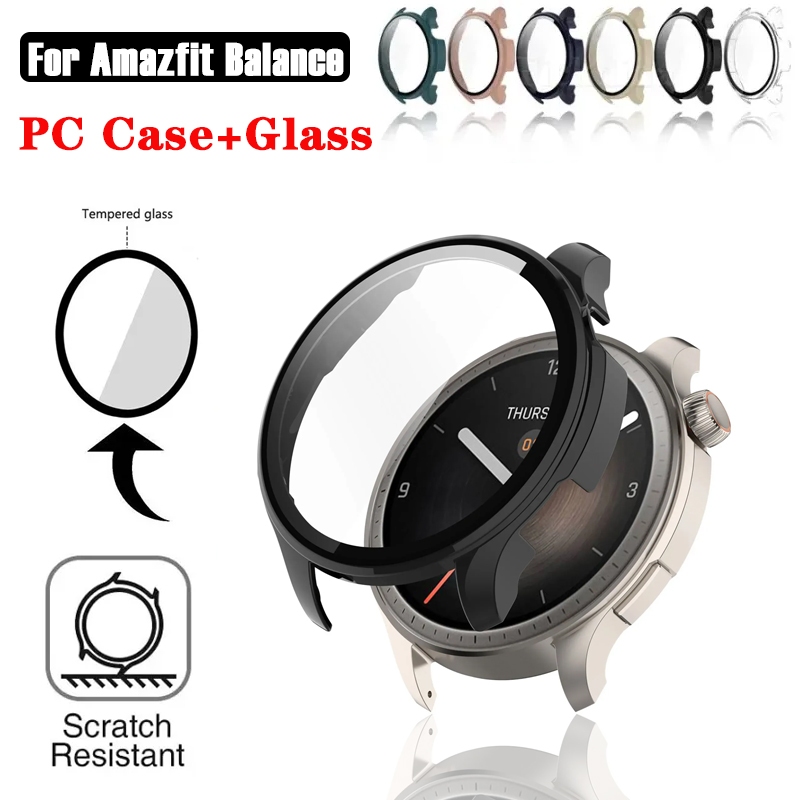 Hard PC Case+Tempered Glass For Amazfit Balance Full Coverage Screen ...