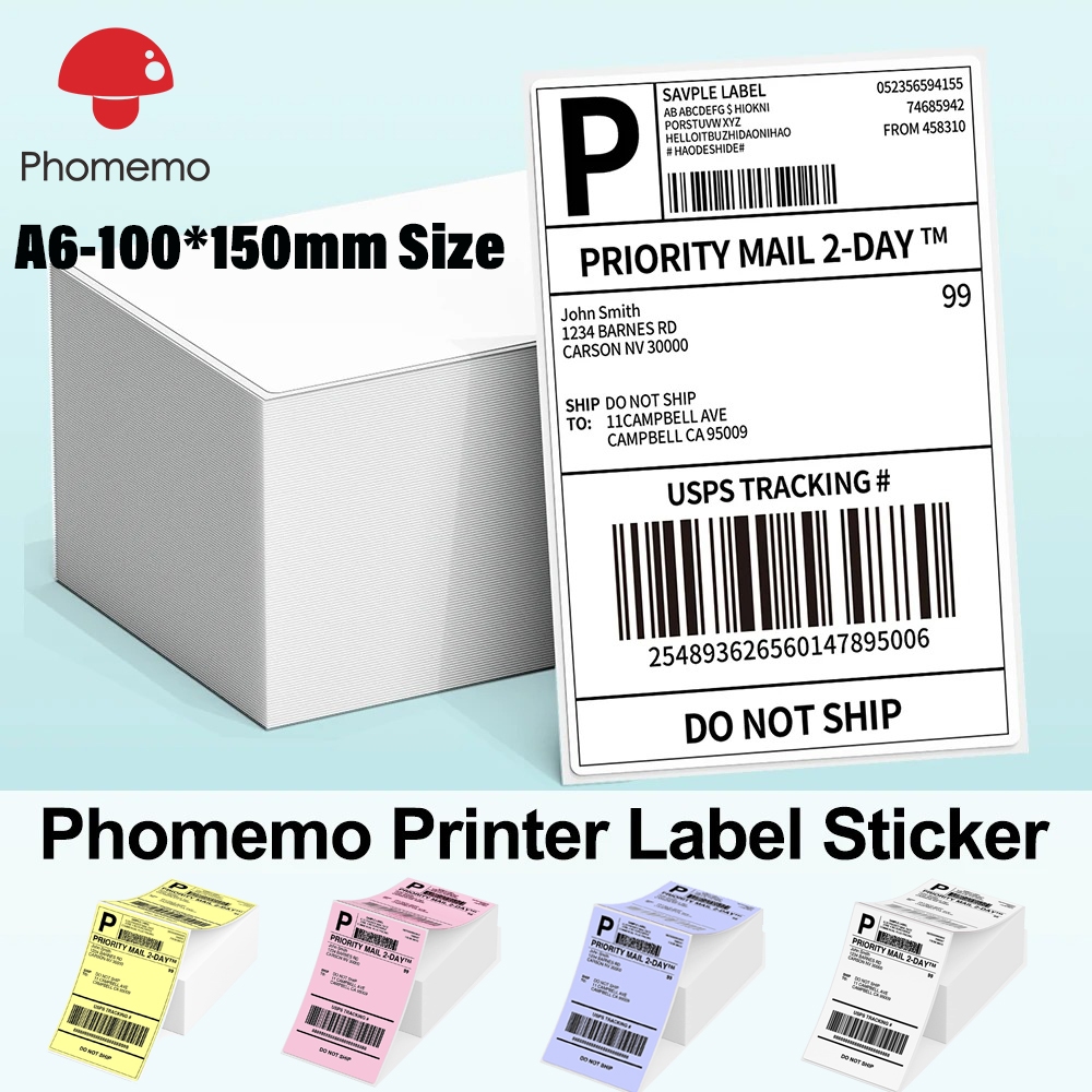 Phomemo 100x150mm Colorful Fan-Fold Thermal Label A6 Sticker Paper For ...