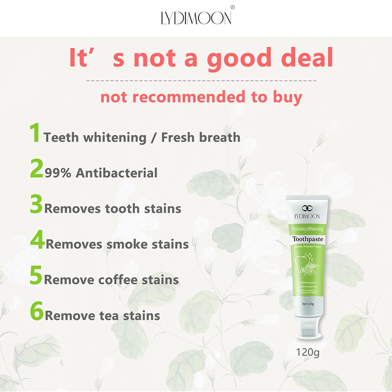 Teeth Whitening Probiotic Toothpaste 120g Removal Tartar Bad Breath ...