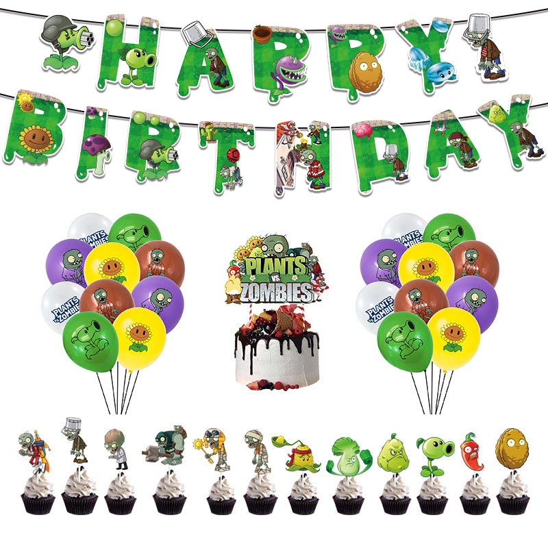 Plants vs Zombies Theme Kids Happy Birthday Party Decoration Supplies ...