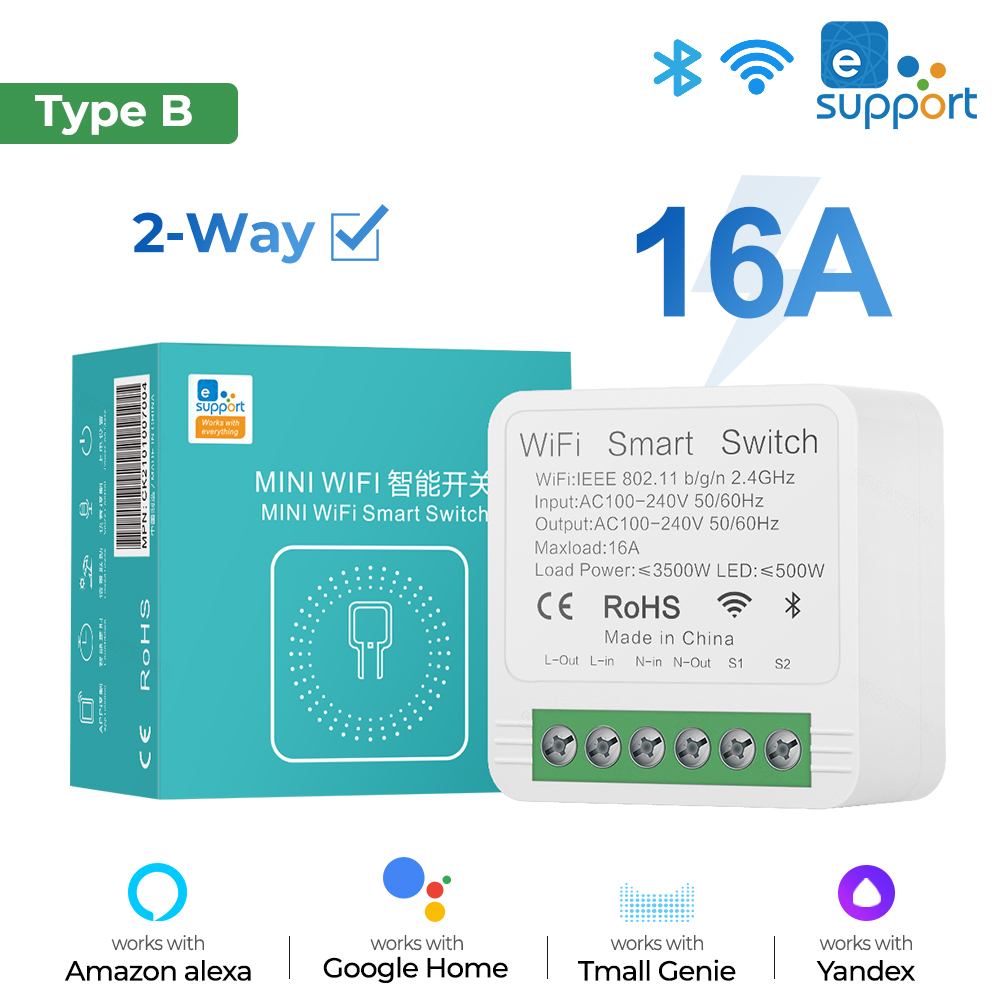 SMATRUL EWeLinkAPP 16A MINIR2 Wifi DIY Smart Switch Light 2 Way Modular ...