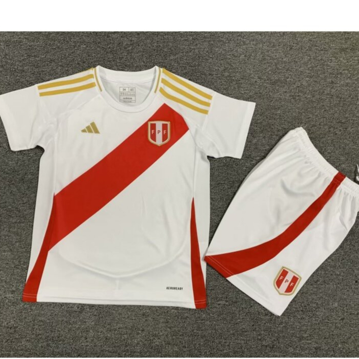 2024 Peru Kids Kit Soccer Jersey Young's Home White Football Shirt ...