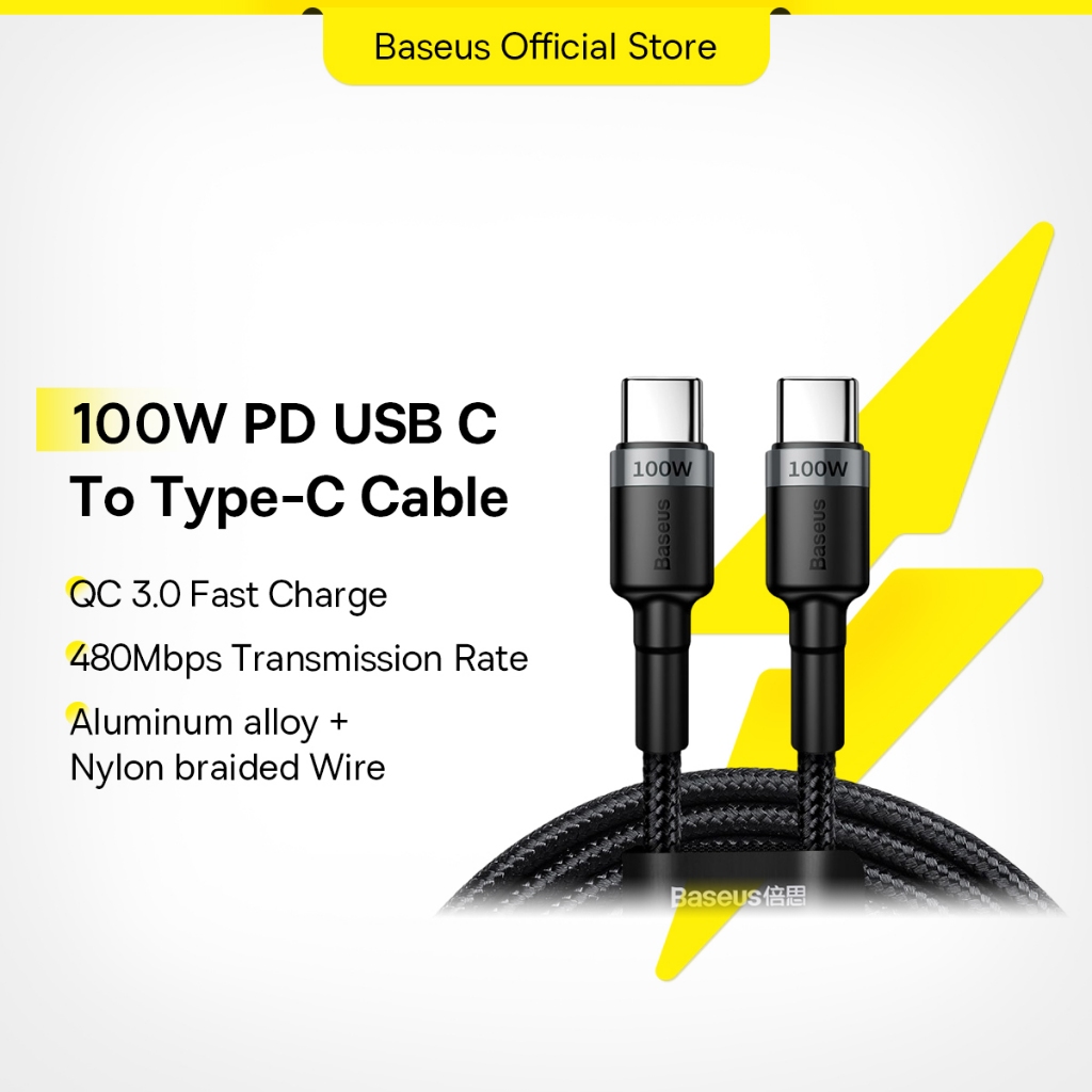 Baseus 100w Usb C To Type C Cable Pd Fast Charger Data Cord Shopee