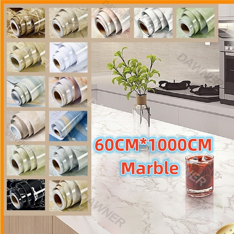 (60cm x 10 meter) DIY Marble Self adhesive Wallpaper PVC Furniture Film ...