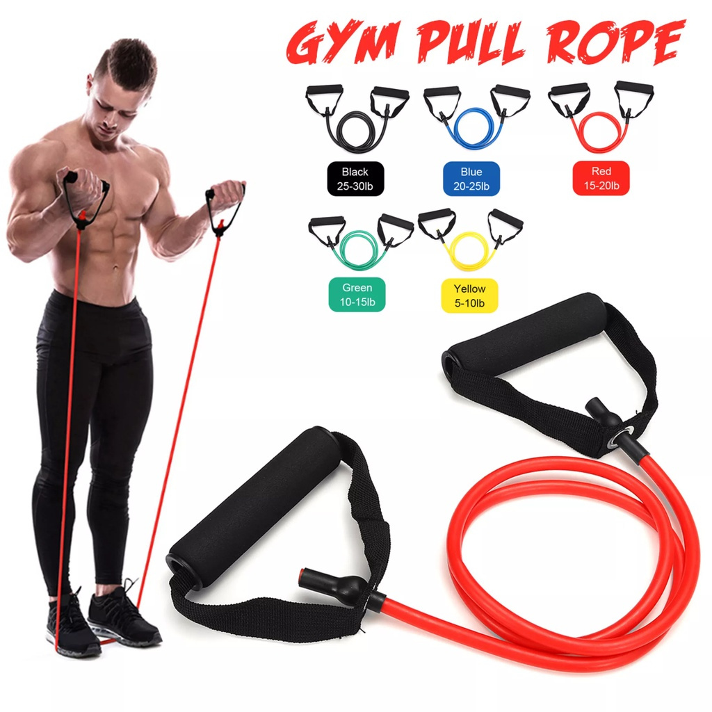 5 Levels Resistance Bands with Handles Yoga Pull Rope Elastic Fitness ...