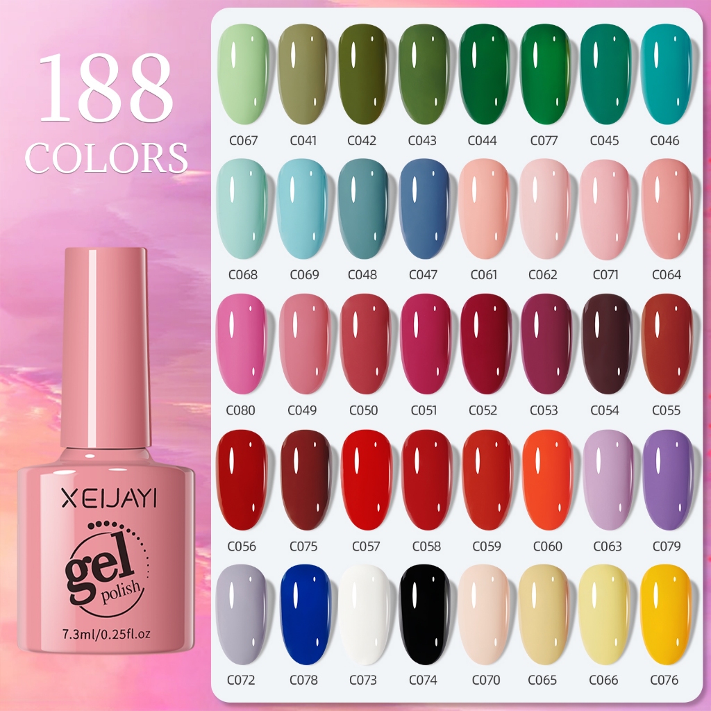XEIJAYI 7.3ML Color Gel Nail Polish Neon Green Red Soak Off Gel Varnish ...