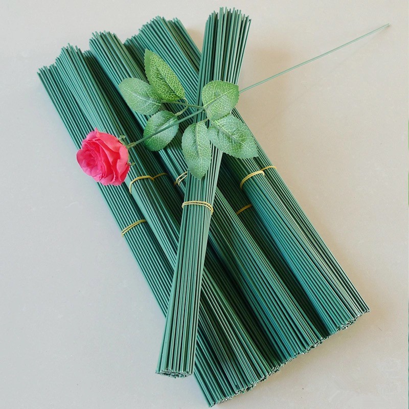 100PCS 2MM 30cm/40cm Flower Pole Simulated Bouquet Flower Stem Green ...