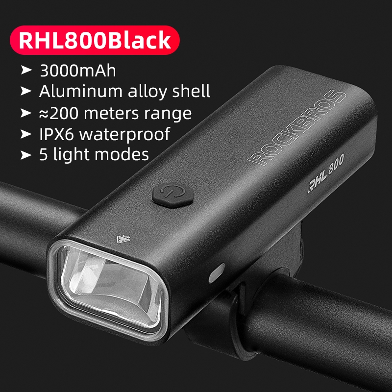 【SG Delivery】ROCKBROS Bike Light Waterproof 200/400/800/1000/1500 Lumen Type-C Rechargeable ...