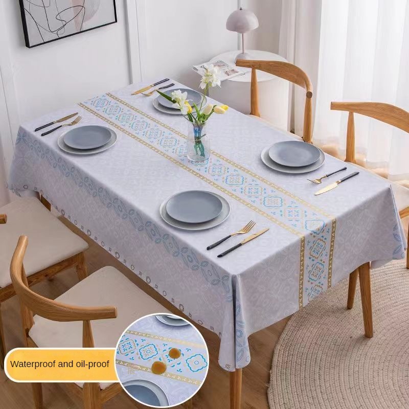 PVC tablecloth waterproof anti-scald table mat rectangular table cover ...