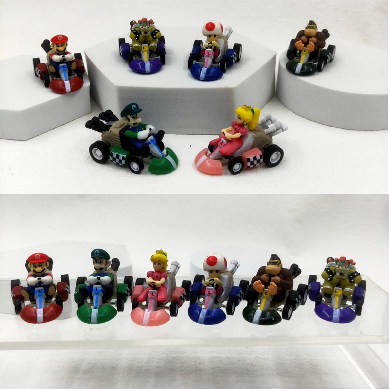6Pcs/Set 5cm Game Super Mario Bros. Pull Back Car Mario Luigi Donkey ...