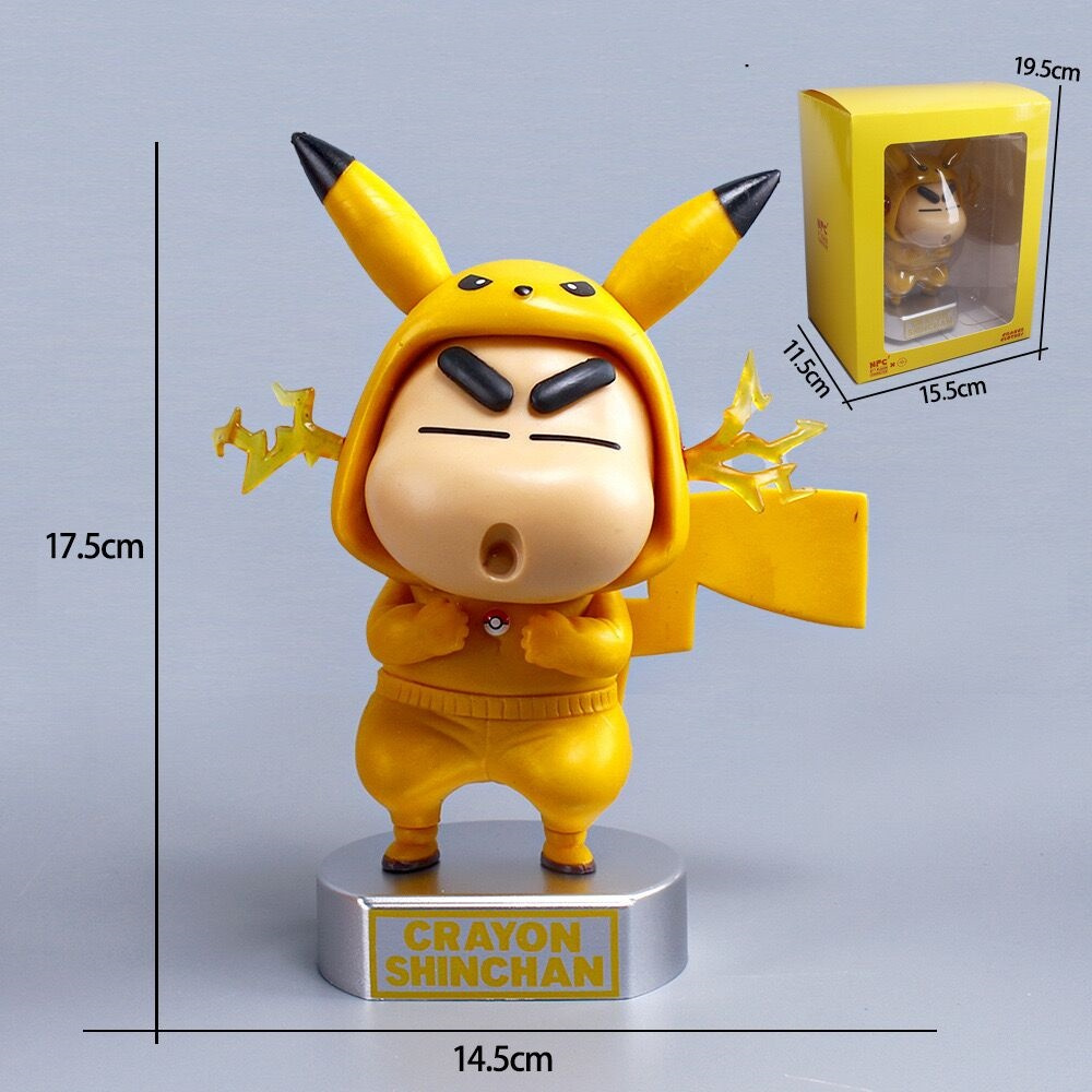 17cm Pokemon Anime Figure Cos Crayon Shin-Chan Kawaii Pikachu Psyduck ...