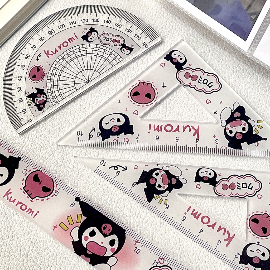 4Pcs/Set Cute Cartoon Ruler Set 15cm Triangle Protractor Drafting Tools ...