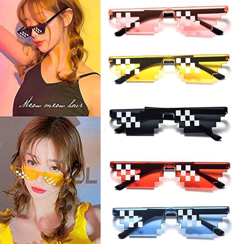Mosaic Pixel Glasses Anime Sunglasses Minecraft My World Personality ...