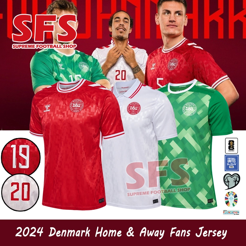 【SFS】 Top Quilty 2024 EURO Denmark Jersey Fans Version Home Away Men Football Soccer Jersey S ...