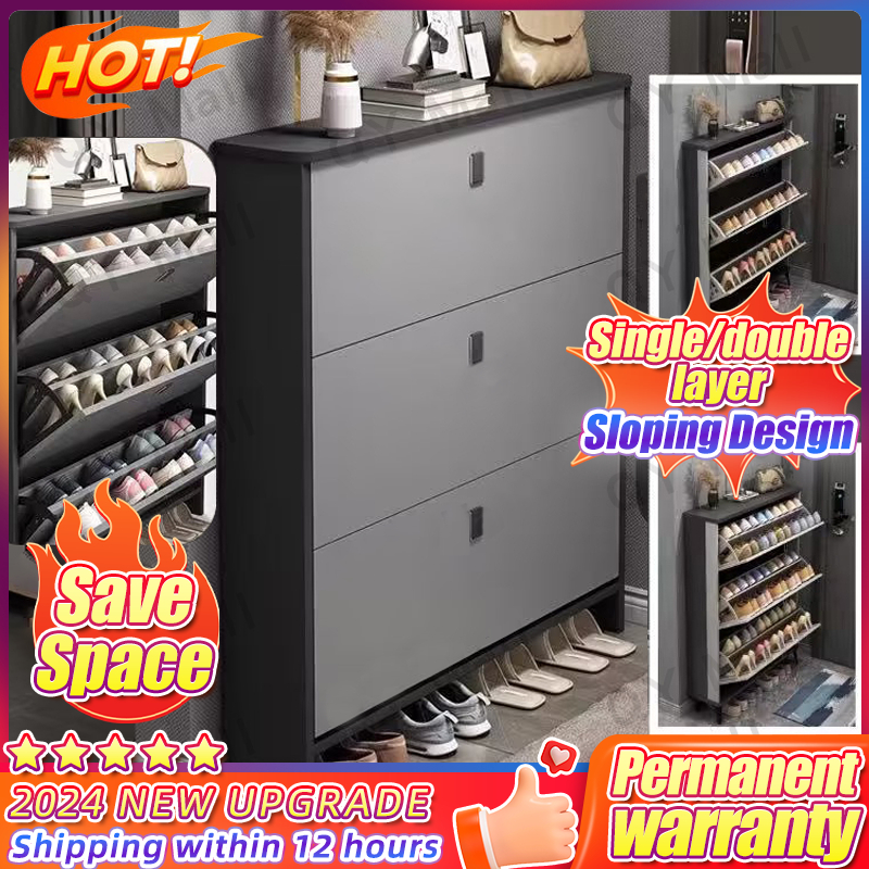 HOOA【SG Local Seller 】Upgrade 110cm Double Layer Shoe Rack Cabinet 17 ...