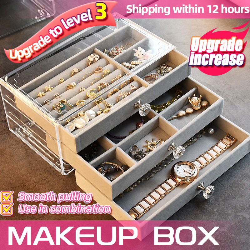 🔥SG Local Seller🔥Three Layer Large Capacity Jewellery Box Jewellery ...