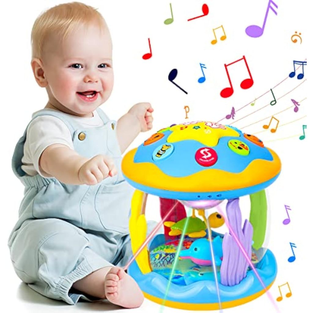 Baby Toys 6 to 12 Months 4 in 1 Musical Projector Rotating Tummy Time ...