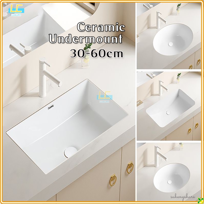 Nordic simple bathroom wash basin white oval ceramic undermount basen ...