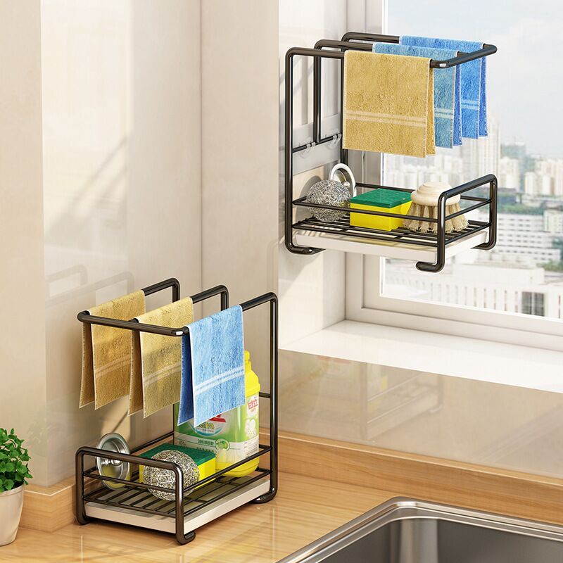 Kitchen Dishcloth Storage Rack Rag Holder Dish Brush Drying Hanger with ...