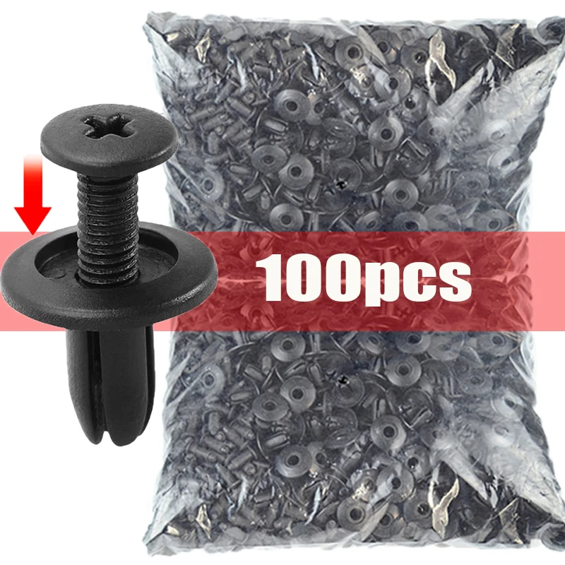 10-100pcs 8mm Plastic Rivets Fasteners Screw Car Bumper Fender Black ...