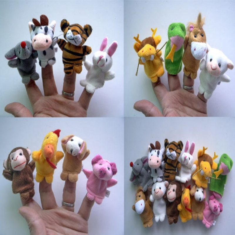 4 Types Family Finger Dolls Animal Hand Puppets Twelve Effects Plush ...