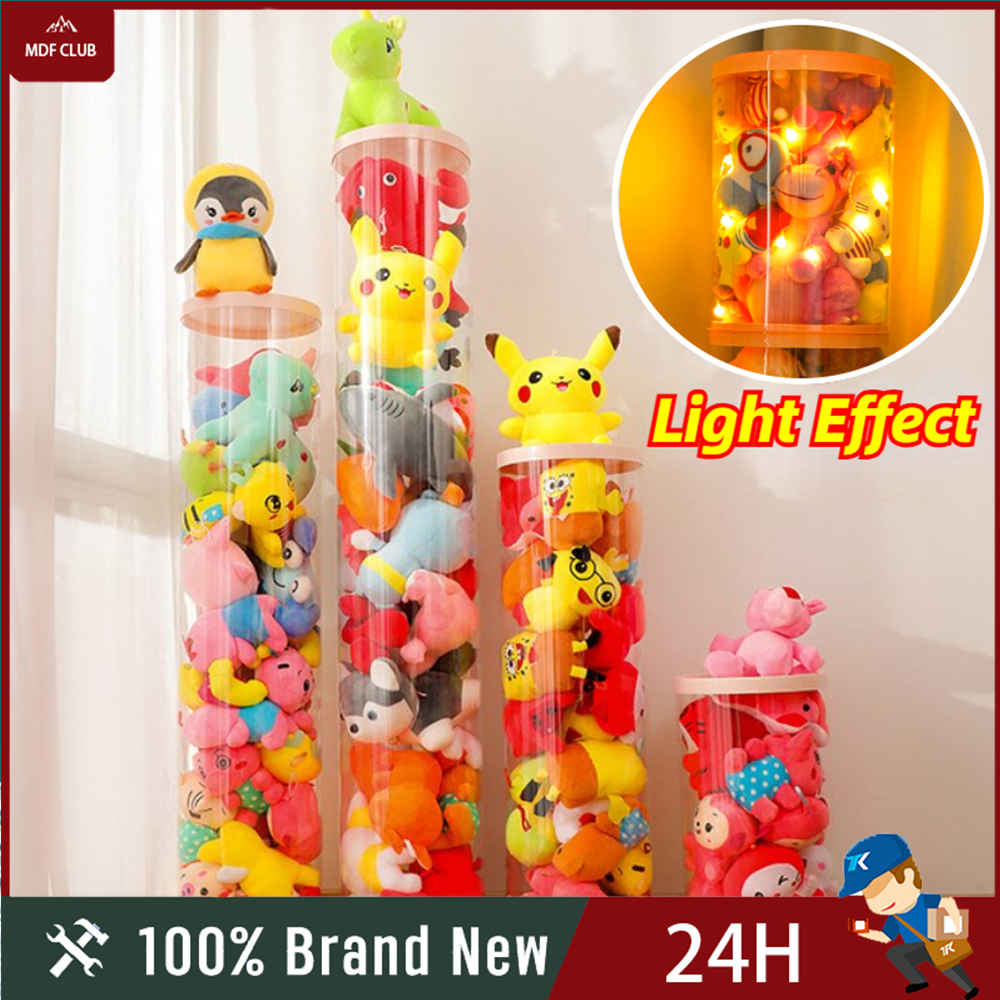 PVC Plush Doll Storage Bucket Transparent Tube Cylindrical Durable ...