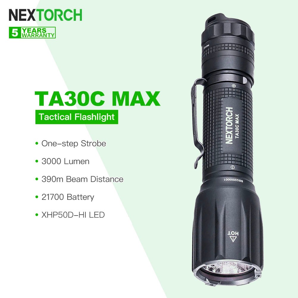 NEXTORCH TA30C MAX Rechargeable LED Tactical Flashlight, XHP50D-HI LED ...