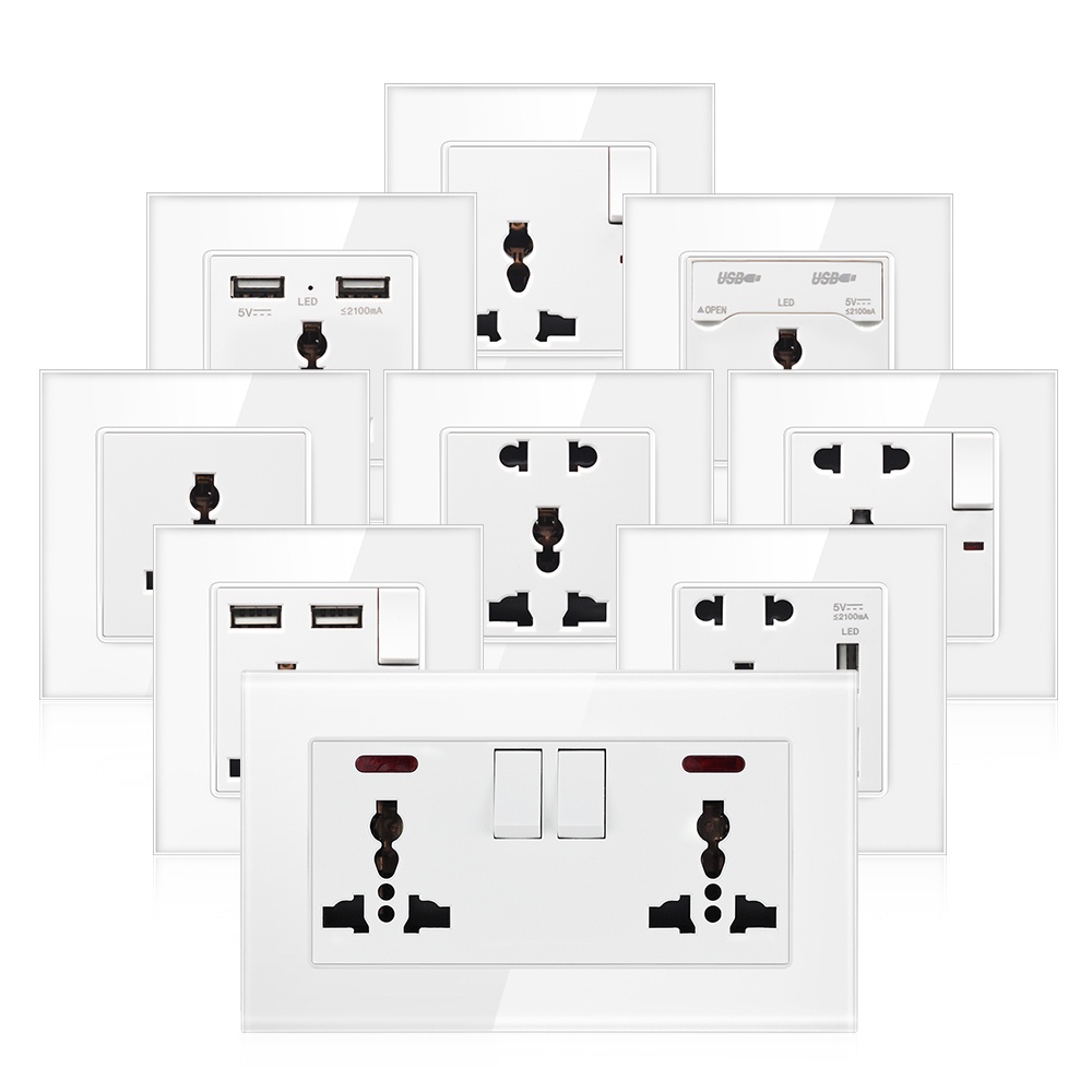 VISWE wall socket wall switch usb wall socket double socket 3 pin ...