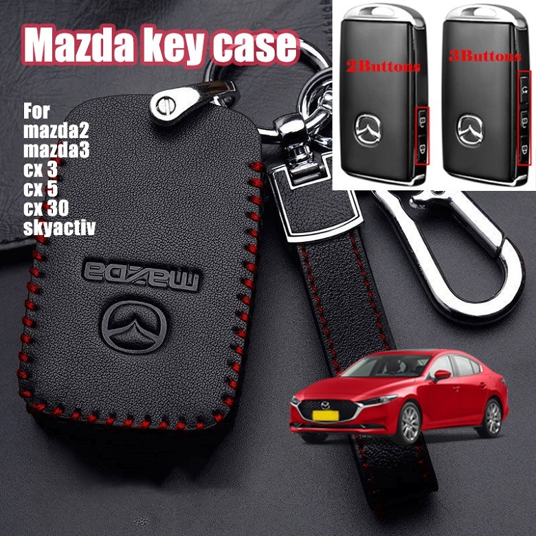 2/3buttons Mazda keychain Genuine Leather key case car key case for ...