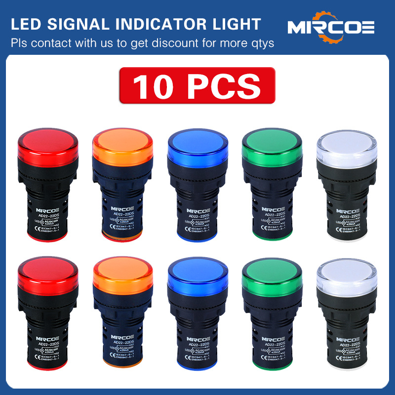 AD22-22 led pilot lamp panel indicator light red blue green yellow ...
