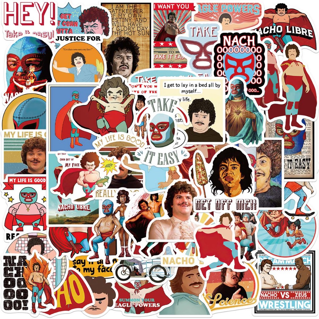 50 pcs Nacho Libre Graffiti Cartoon Skateboard Waterproof Luggage Sport ...