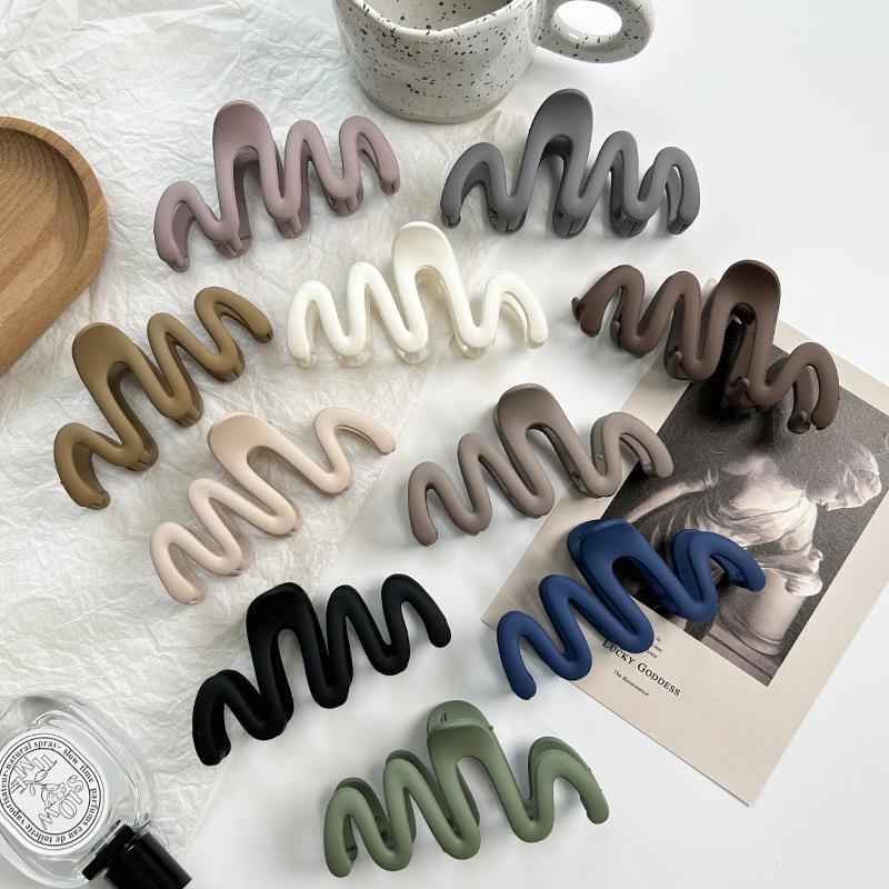 Vintage Acrylic Hair Clip Maillard Matte Color Wavy Hairpin Large ...