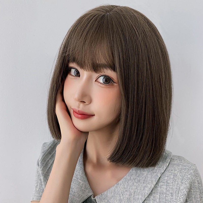 Wig Female Short Hair Korean Style BOBO Head Cute Comic Bangs Round ...
