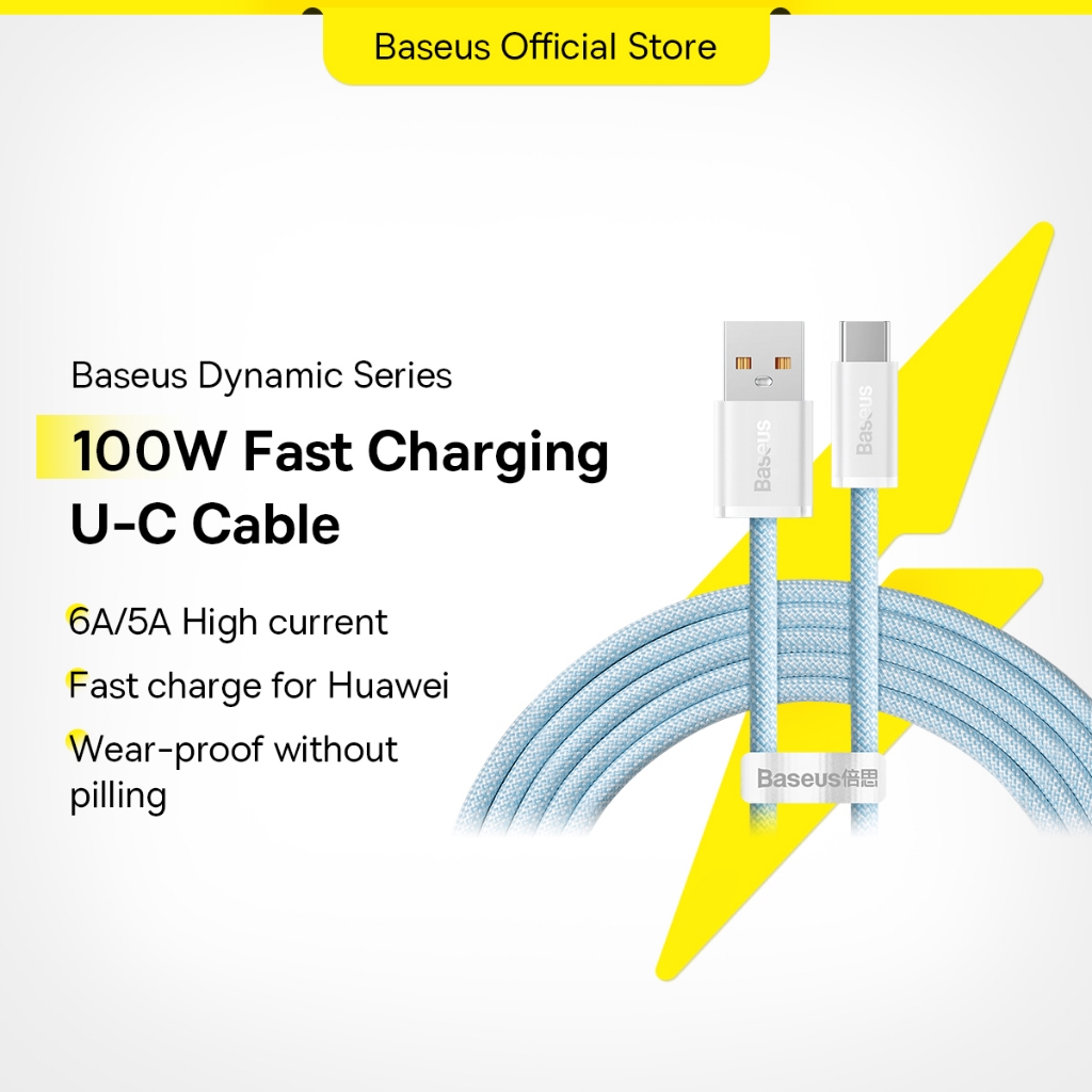 Baseus 100W USB Cable 6A Fast Charging Charger Wire Cord Data USB C ...