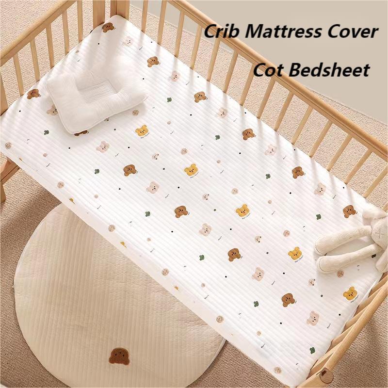 Pure Cotton Crib Mattress Cover Baby Cot Bedsheet Baby Bedding | Shopee ...