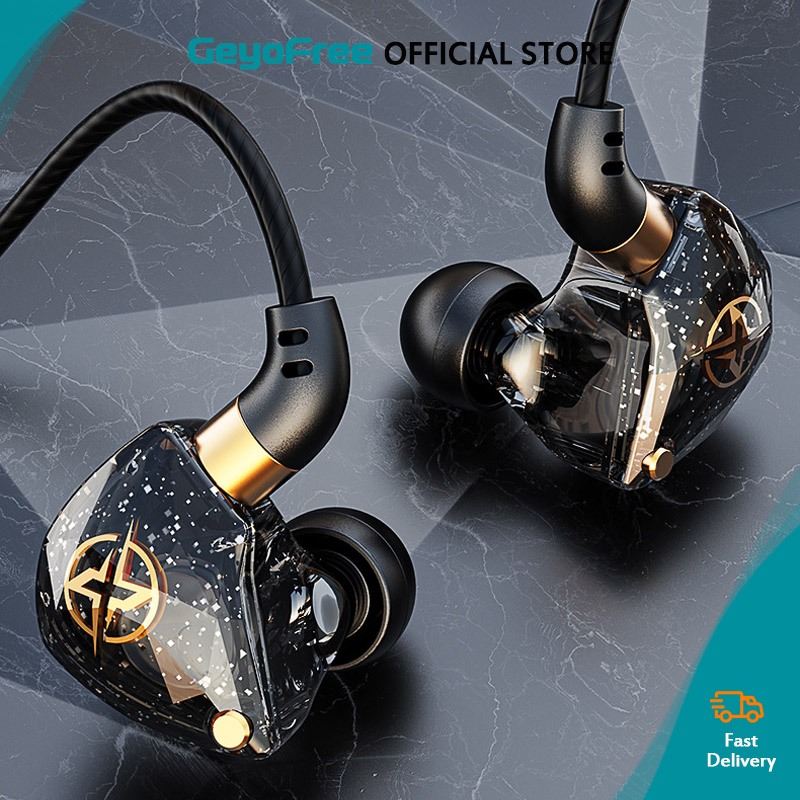 𝗚𝗲𝘆𝗼𝗙𝗿𝗲𝗲 X6 Deep Bass Dynamic Wired Earphone With Mic Black Diamond ...
