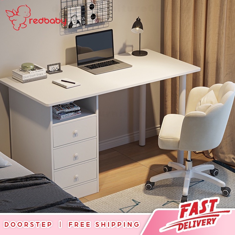 Red Study Table Computer Desk Desktop Home Office Desk With Drawer Desk ...