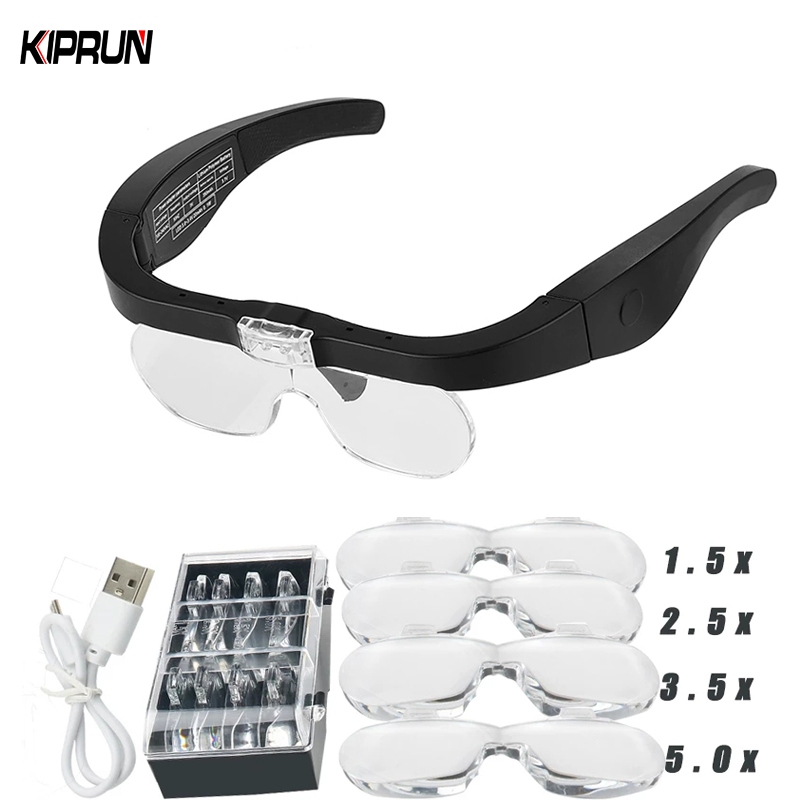 KIPRUN Magnifying Glasses 1.5X 2.5X 3.5X 5.0X magnifier USB ...