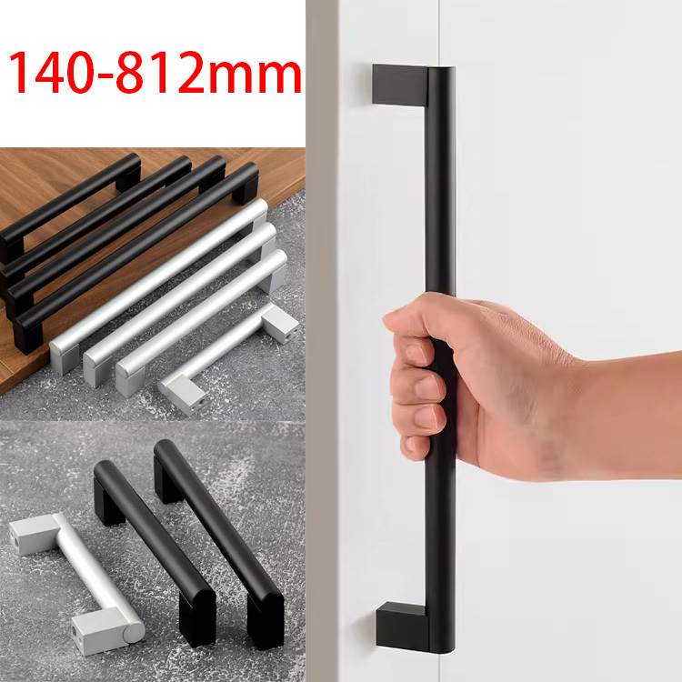 Long Cabinet Handles Black Silver 140-800mm Wardrobe Handles Aluminium ...