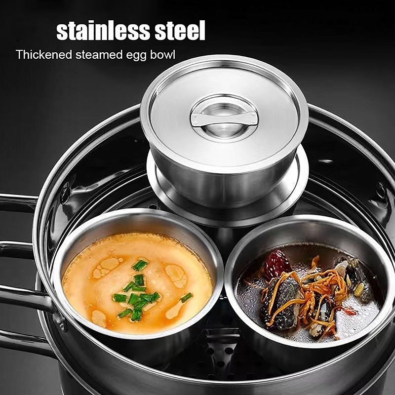 [HWQP] 304 Stainless Steel Rice Bowl With Lid Soup Bowl Steamed Rice ...