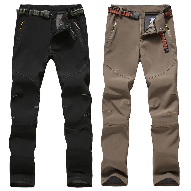 Men Women Winter Softshell Pant Waterproof Fleece Trousers Skiing Male ...