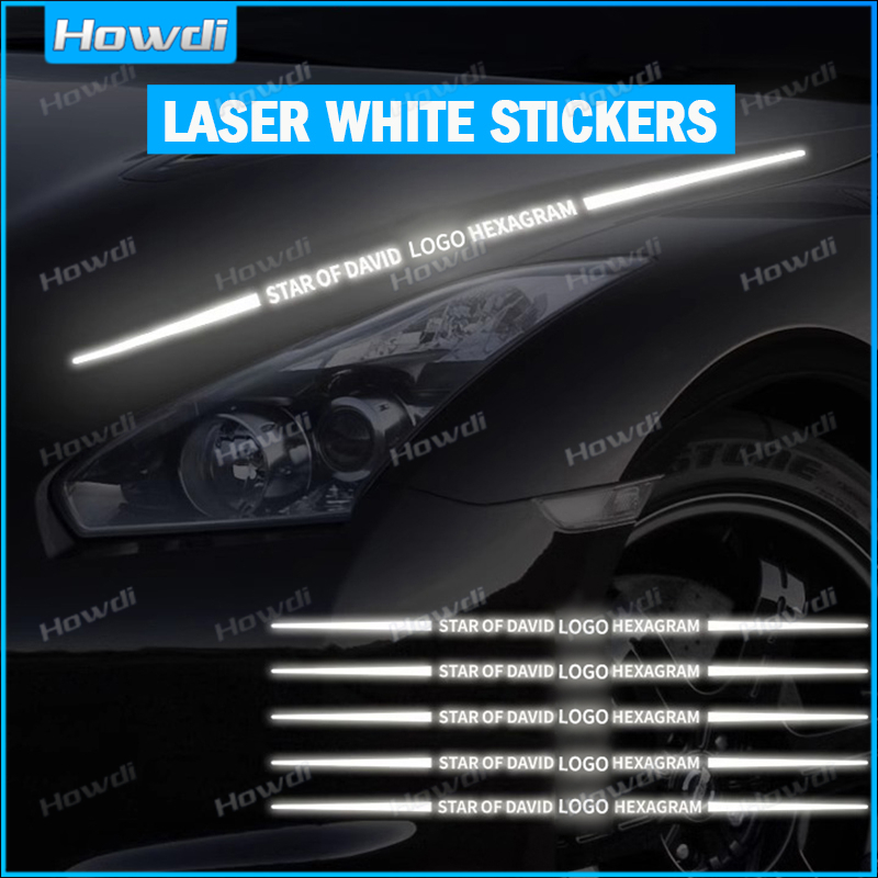 1PC Laser white stickers Reflective Car Logo Stickers car decoration ...