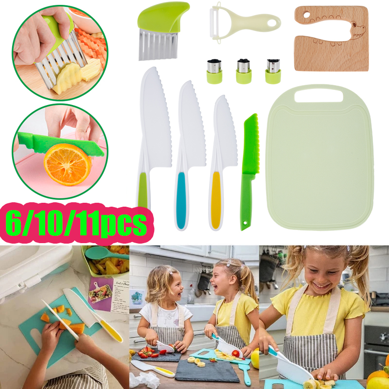 11Pcs Toddler Cutter Set with Cutting Board Portable Plastic Kitchen ...