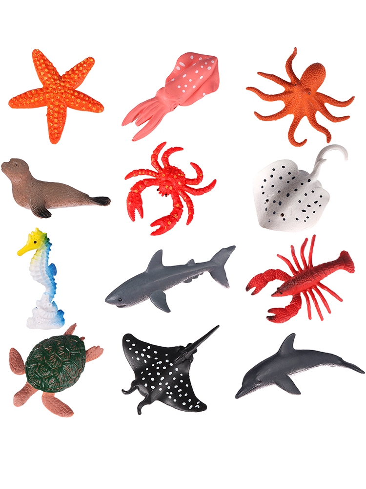 Mini Sea Life Shark Whale Penguin Dolphin Turtle Rays Set Model Marine ...
