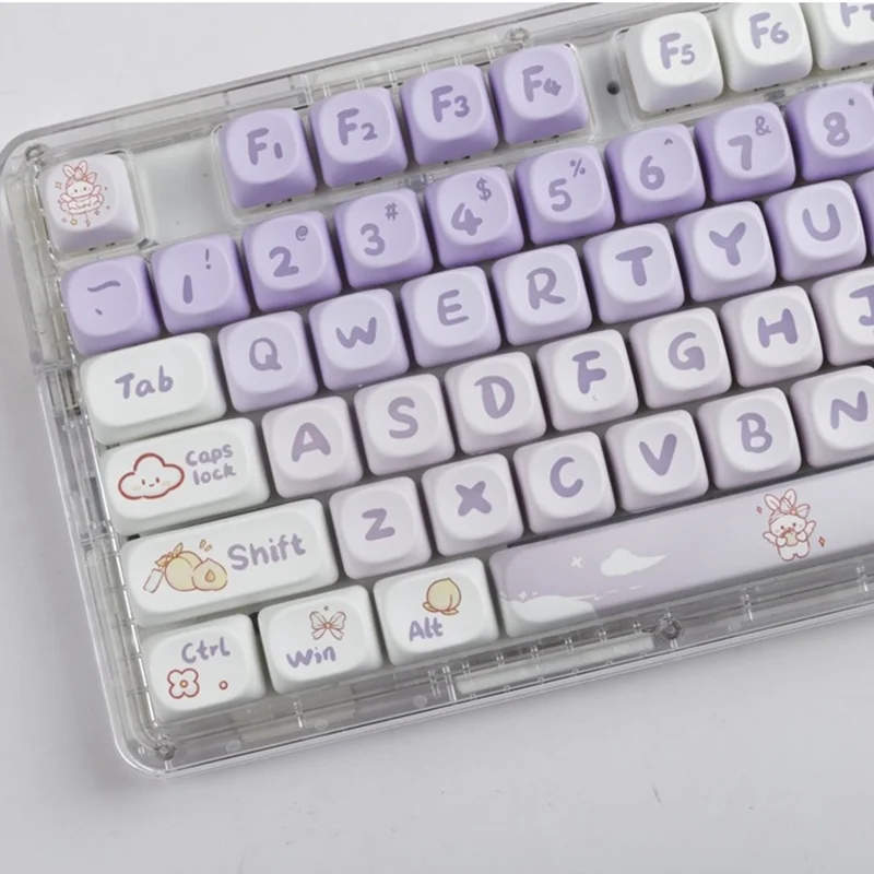 Keycaps 137 Keys Purple Rabbit Moa Profile Dye-sublimation for Cherry ...