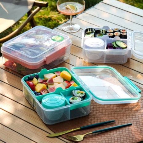Grid Square Lunch Box With Salad box 211 Bento Box Plastic Compartment ...