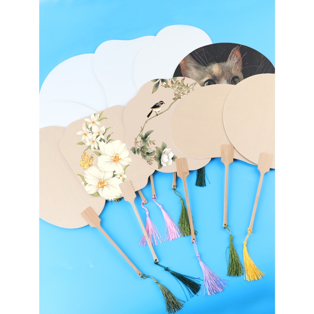 Thickened Blank Rice Paper Fan Retro Group Fan Palace Fan Watercolor ...